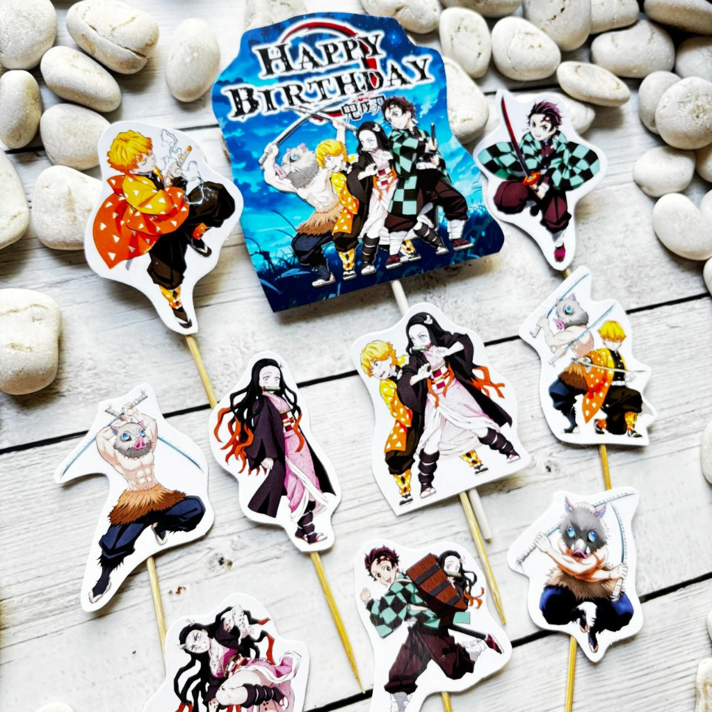 Jual Demon Slayer Birthday Cake Topper Cupcake Pudding Tumpeng Hampers ...