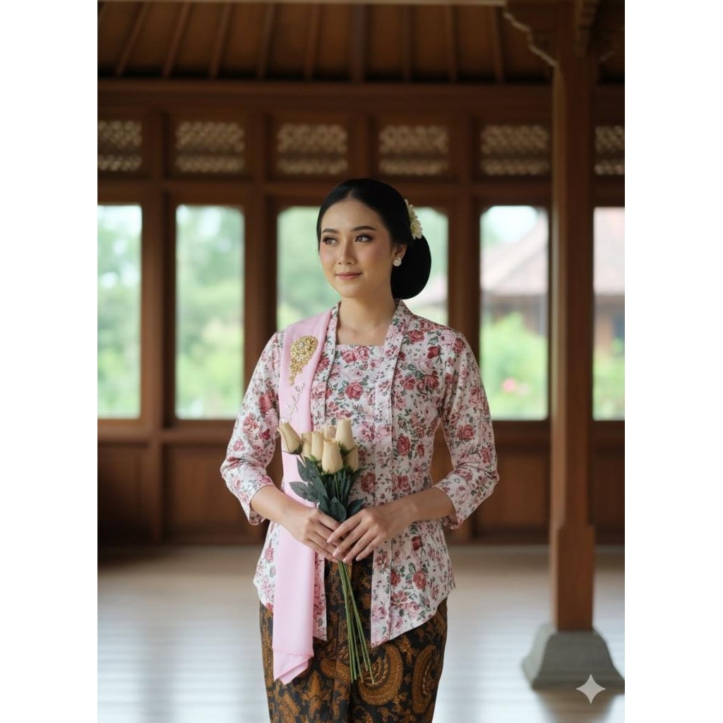 Jual Ready Stock Kebaya Kutubaru Bunga Delia Floral Roselly Modern Adat ...