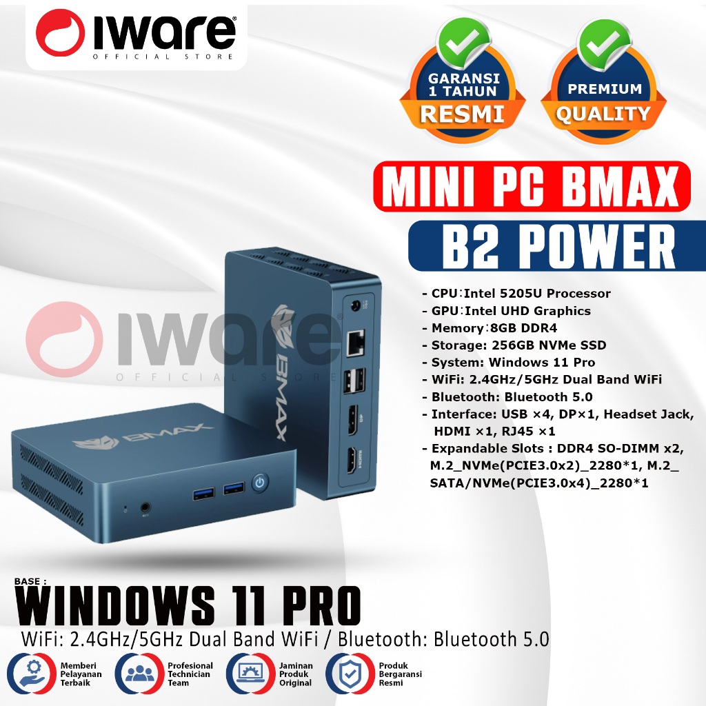 Jual Iware Mini Pc BMAX B2 Power Intel 5205U Celeron 8/256GB Windows ...