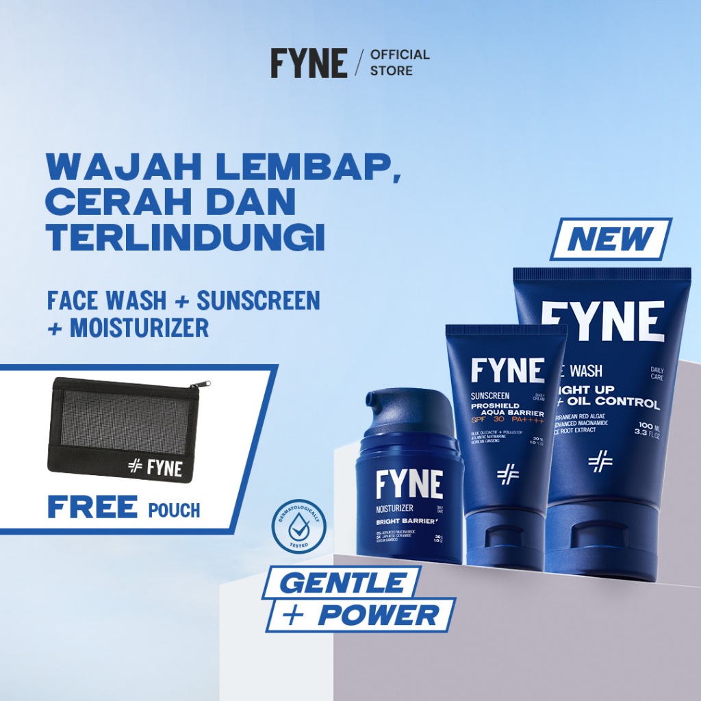 Jual FYNE Complete Set 1 Moisturizer, Face Wash Bright + 1 Sunscreen ...