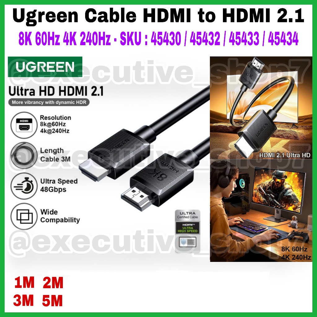 Jual Ugreen Cable HDMI to HDMI 2.1 8K 60Hz 4K 240Hz - SKU : 45430 ...