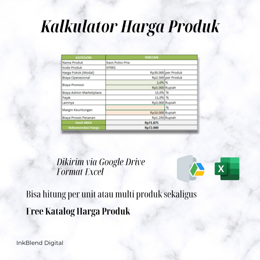 Jual || Template Excel dan Spreadsheets || Kalkulator HPP [ Kalkulator ...