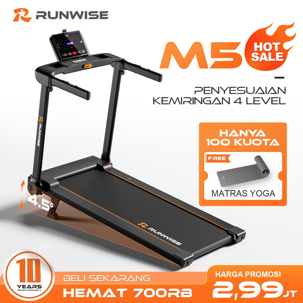 Jual RUNWISE Treadmill Marathon M5 - Motor Brushless Kelas F Tahan Panas & Hemat Energi | Shopee ...