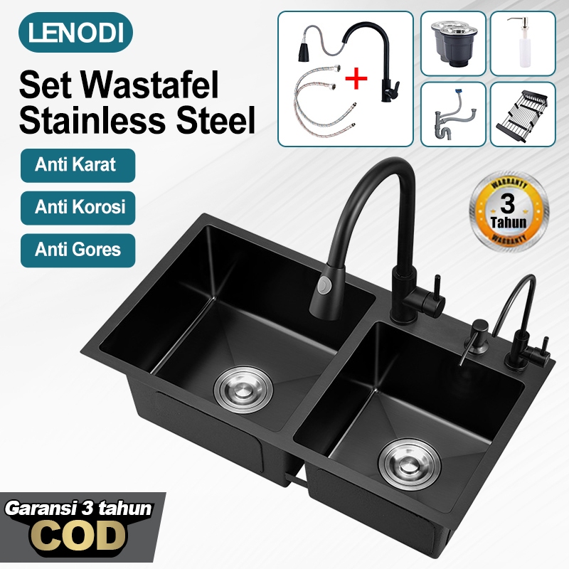 Jual Lenodi Bak cuci piring /Paket Kitchen Sinks BLACK /SUS 304 Bak ...