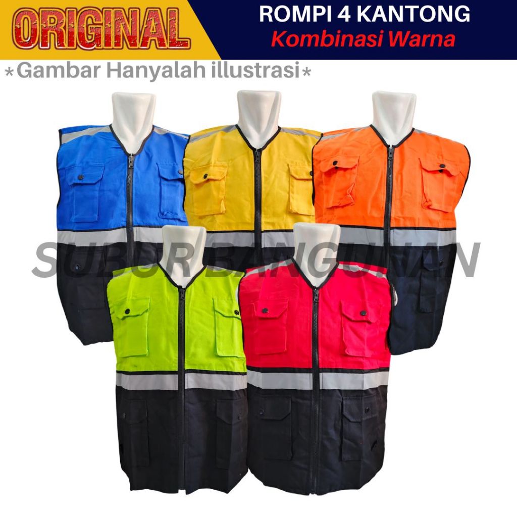 Jual Rompi Kerja Proyek Varian Rompi | Rompi Mix Warna | Rompi Pekerja ...