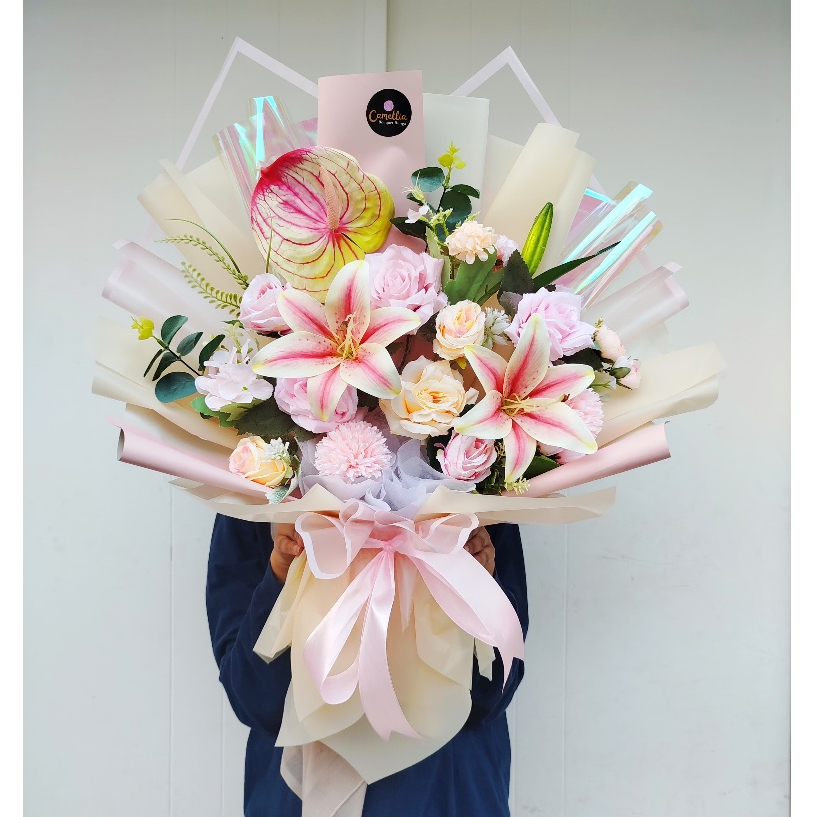 Jual LILY BOUQUET LARGE SIZE - Buket Bunga artificial palsu Buket Lily ...