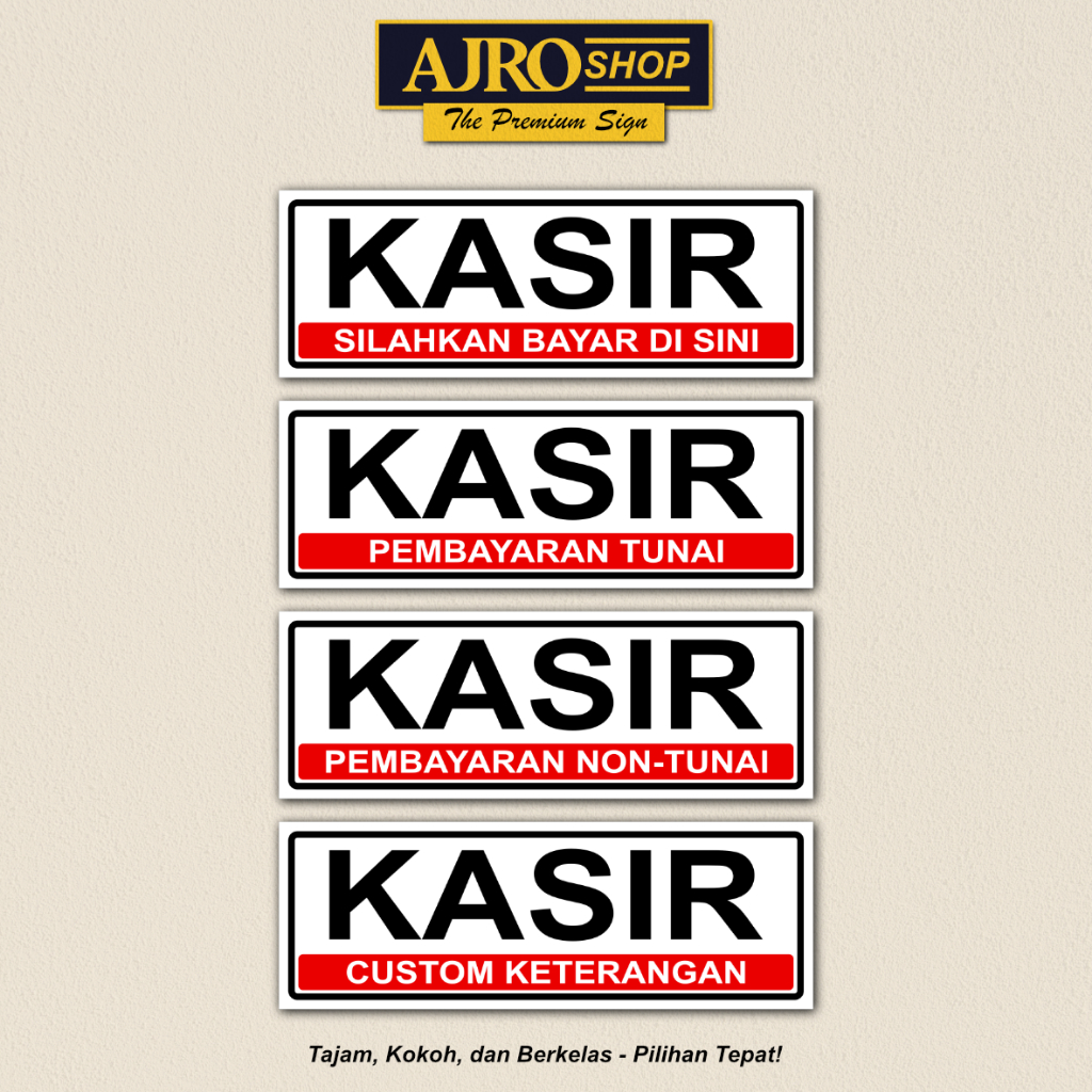 Jual Stiker Vinyl Premium Tanda Kasir (Bisa Custom) - Ukuran 28,5x10 ...