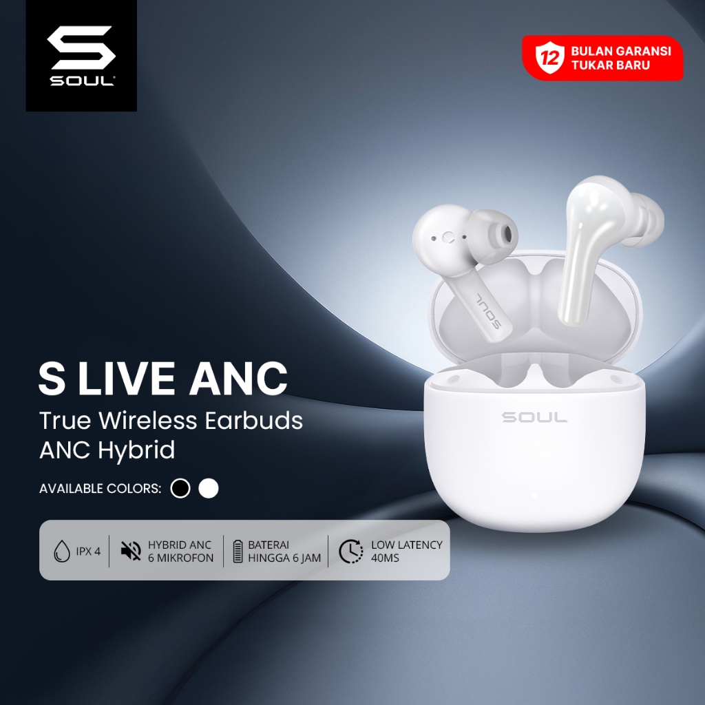 Jual SOUL S Live ANC TWS Bluetooth Earphone ANC Hybrid with 6 Mic True ...