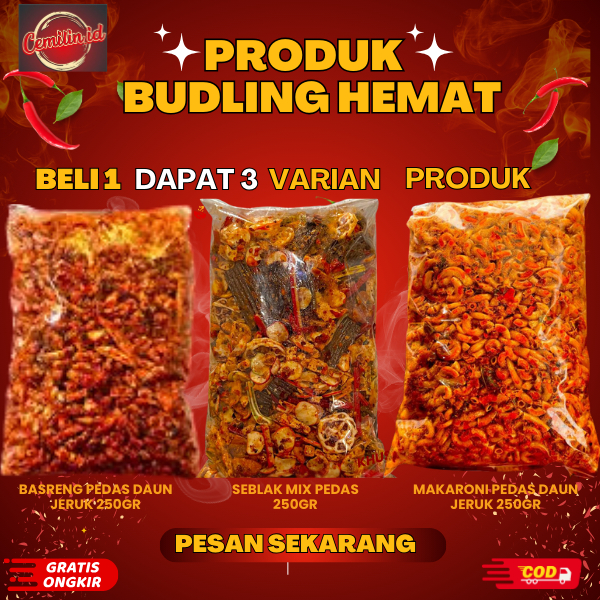 Jual Budling Hemat Beli 1 Produk Dapat 3 Varian Rasa Basreng Pedas daun ...