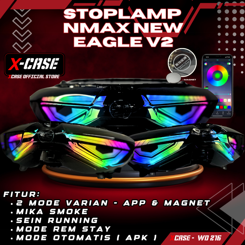Jual X-Case Stoplamp Nmax New Eagle V2 Rgb Lazy Connect To Hp 200 Mode ...