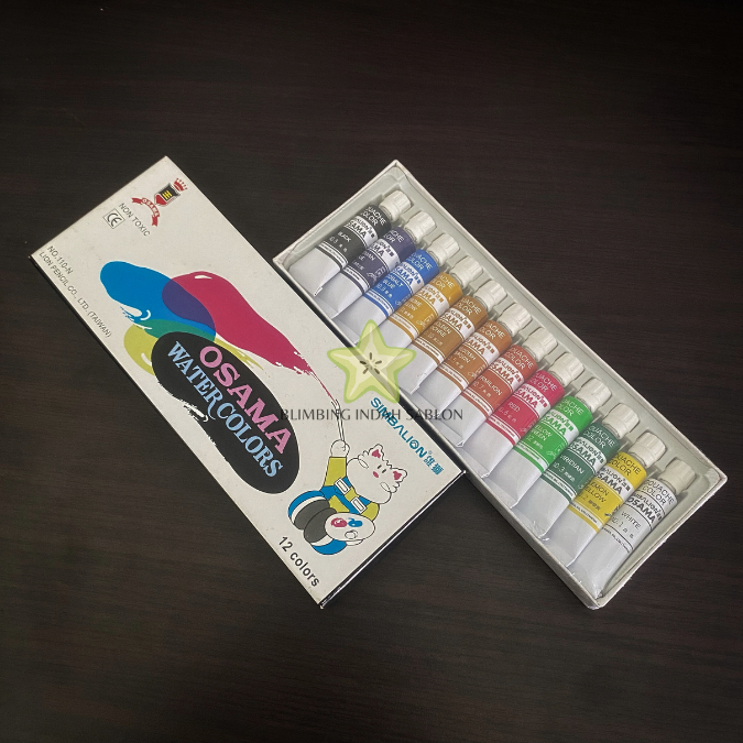 Jual Cat Air OSAMA Isi 12 Waterbase Pewarna Kertas Tools Stuff Asli ...