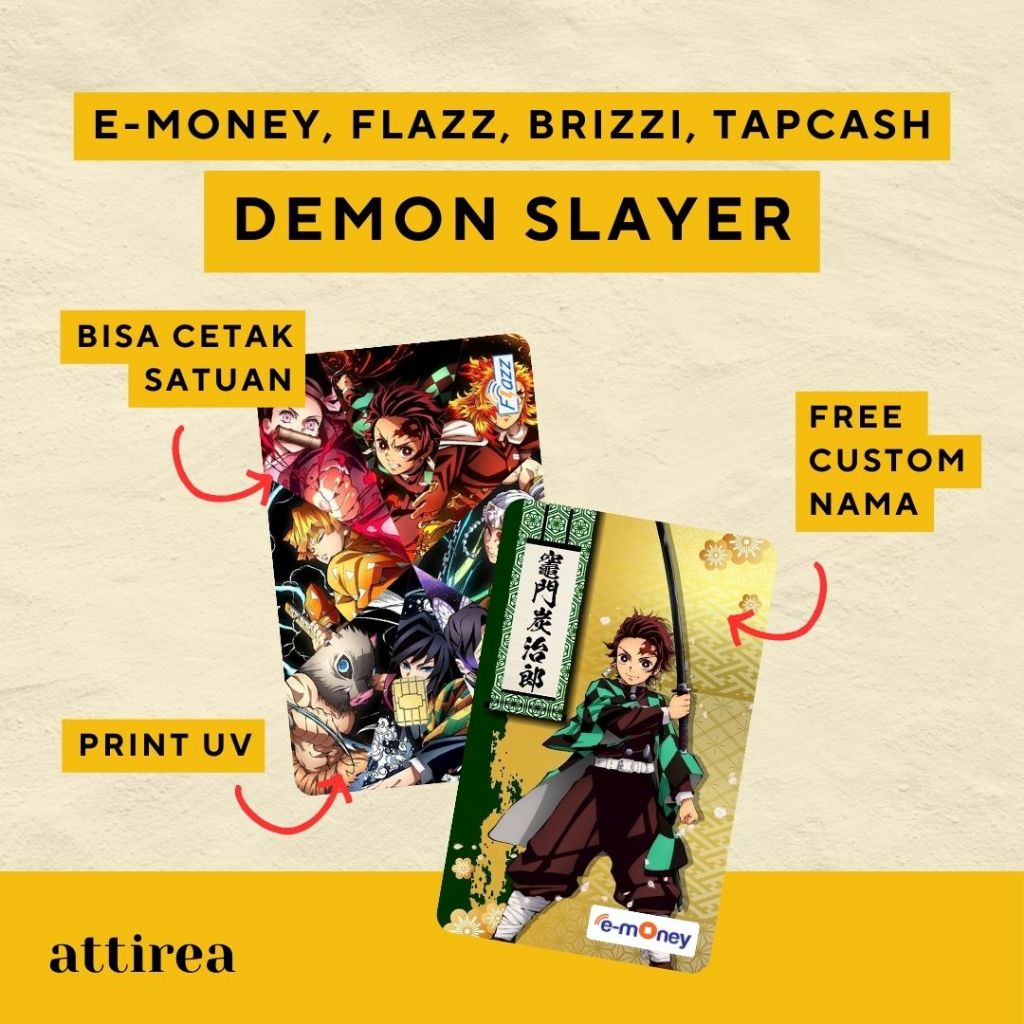 Jual Kartu Emoney Flazz Brizzi Tapcash Custom Nama - Demon Slayer | UV ...