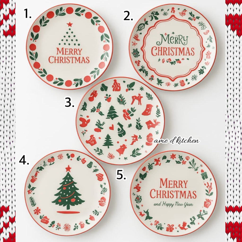 Jual Piring bijian keramik lauk 8” tema natal christmas | Shopee Indonesia