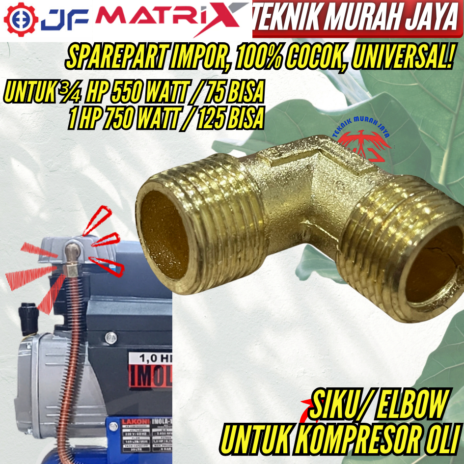 Jual JF MATRIX Elbow Siku OLI 75 / 125 Knee Fitting Kompresor Udara ...