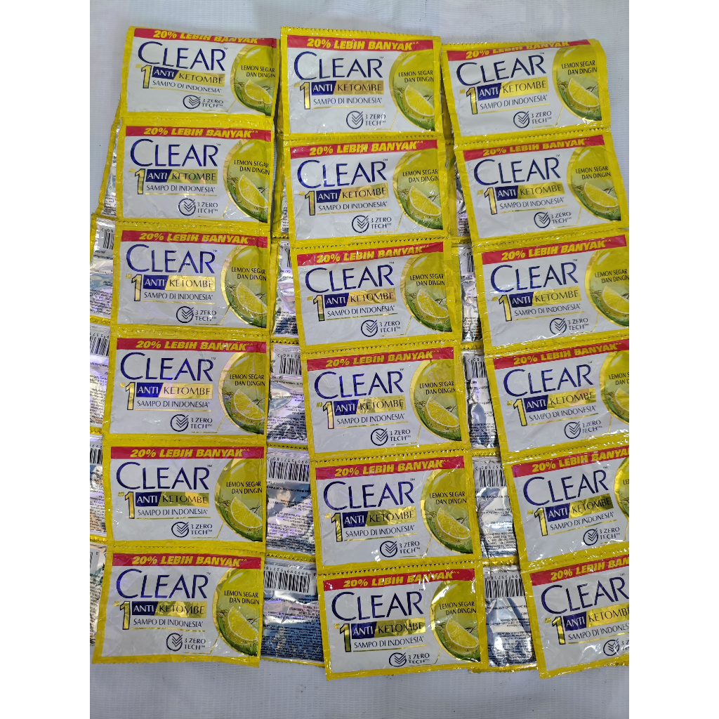 Jual Shampo clear renceng Anti Ketombe Lemon Segar & Dingin Sachet 12 x ...