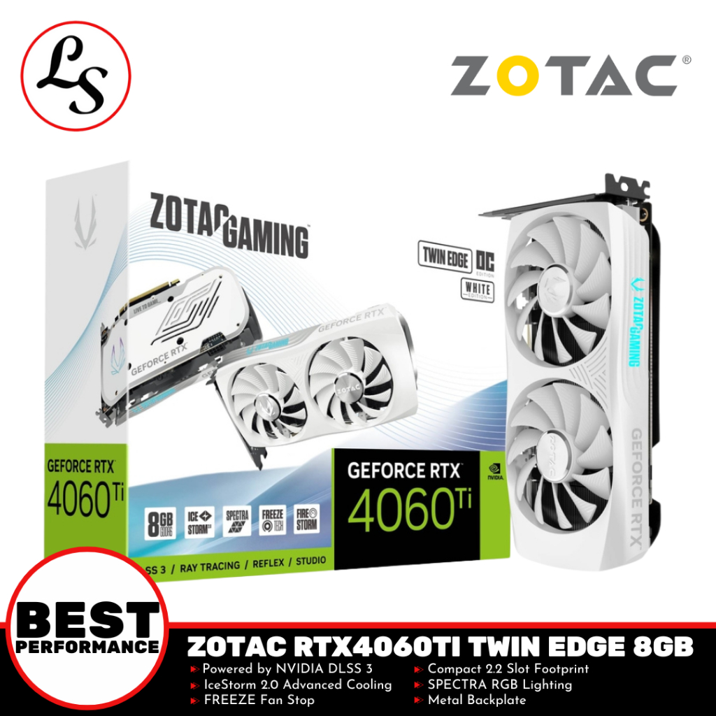 Jual ZOTAC VGA RTX 4060 TI / RTX4060TI Twin Edge OC 8GB GDDR6 White ...