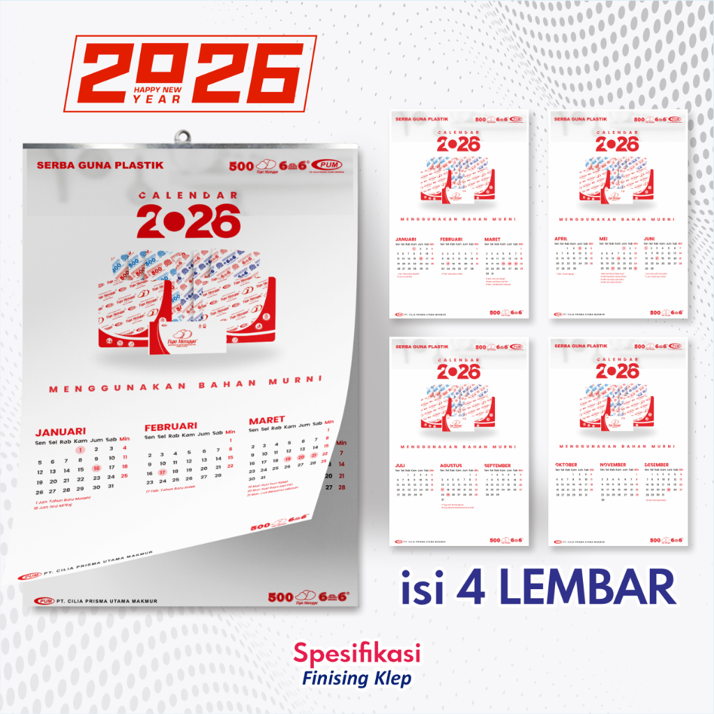 Jual SYAM kalender custom 2026 klep isi 4 lembar ukuran A3 | Shopee ...