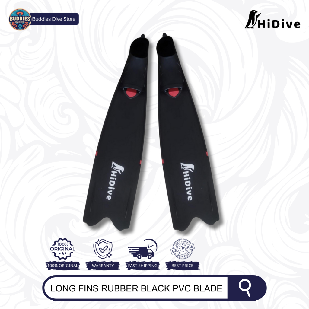 Jual HiDive Long Fins Rubber Black PVC Blade - Freediving Fins | Shopee ...