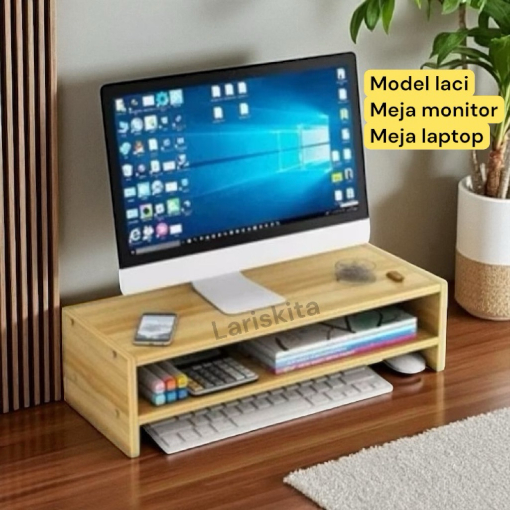 Jual Meja Laptop Meja Monitor Minimalis Kayu Rak Tatakan Serbaguna 1 ...