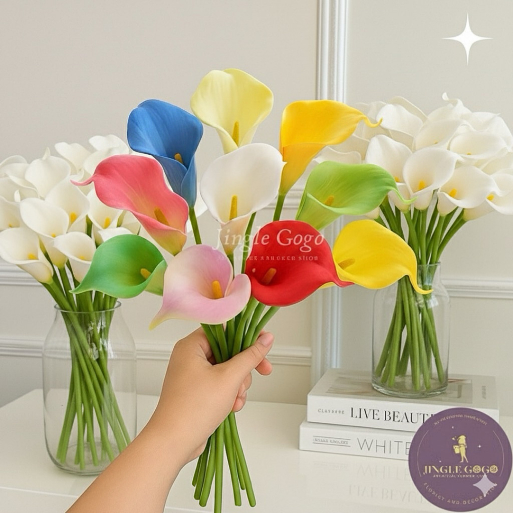 Jual Bunga Calla Lily Artificial - Lili Latex Bunga Palsu Putih Pink ...