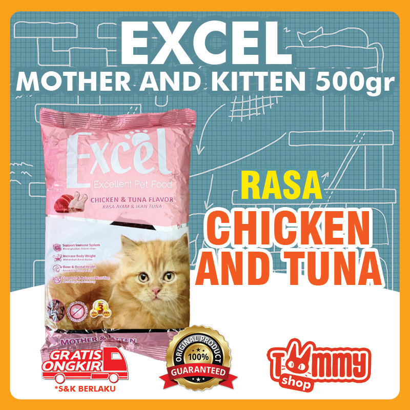 Jual EXCEL Dry Food MOTHER&KITTEN CHICKEN TUNA 500gr Pink | Shopee ...
