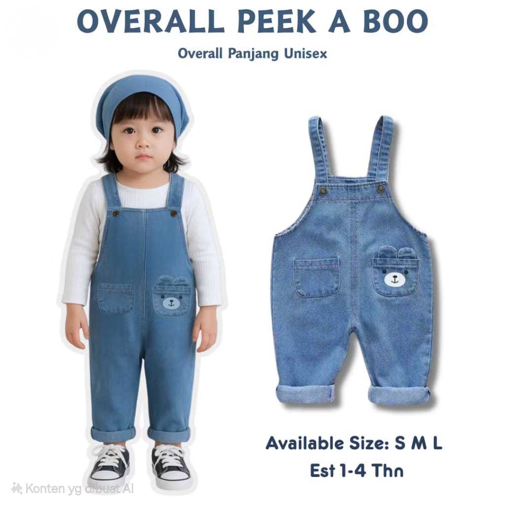 Jual OVERRALL PEEK A BOO OVERALL JEANS ANAK 1-4 Tahun Baju Kodok Anak ...