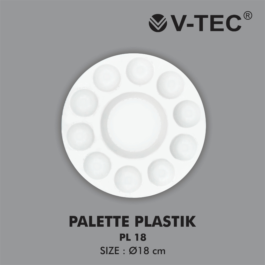 Jual V-Tec Palet Lukis Plastik Bulat V-Tec PL-18 18cm - Palette Tempat ...