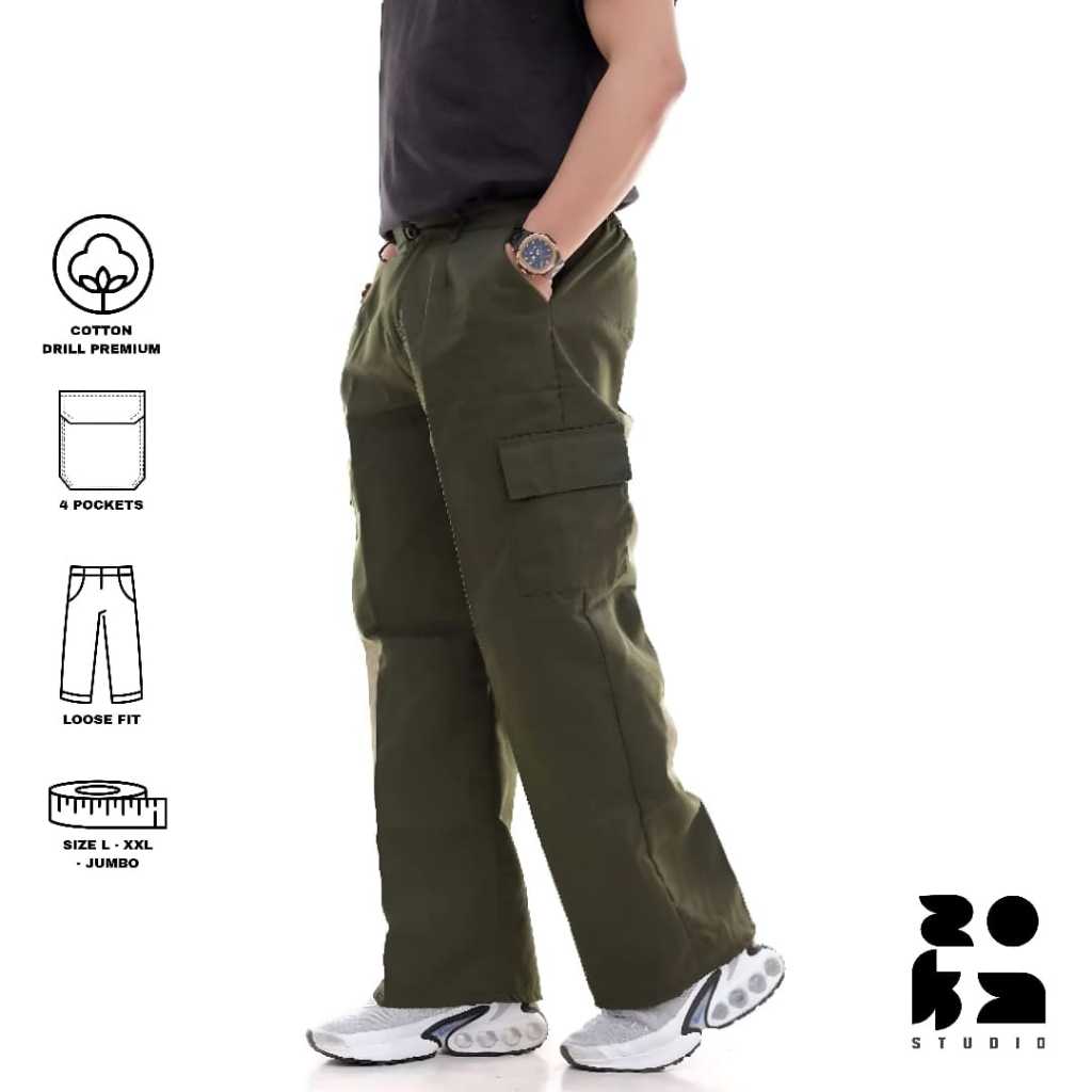 Jual Celana Cargo Loose Pants Gombrang Pria Standar Reguler Fit Jumbo ...