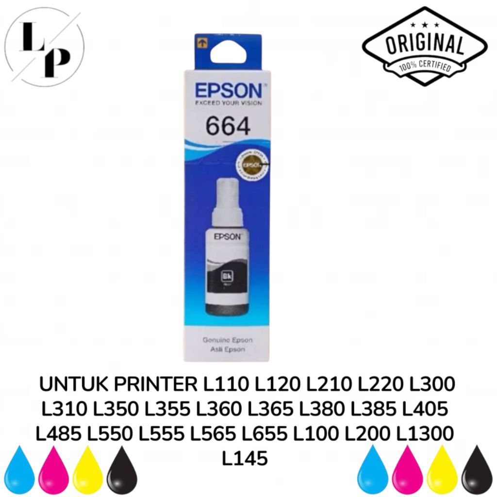 Jual TINTA EPSON 664 BLACK ORIGINAL T664 L110 L120 L210 | Shopee Indonesia