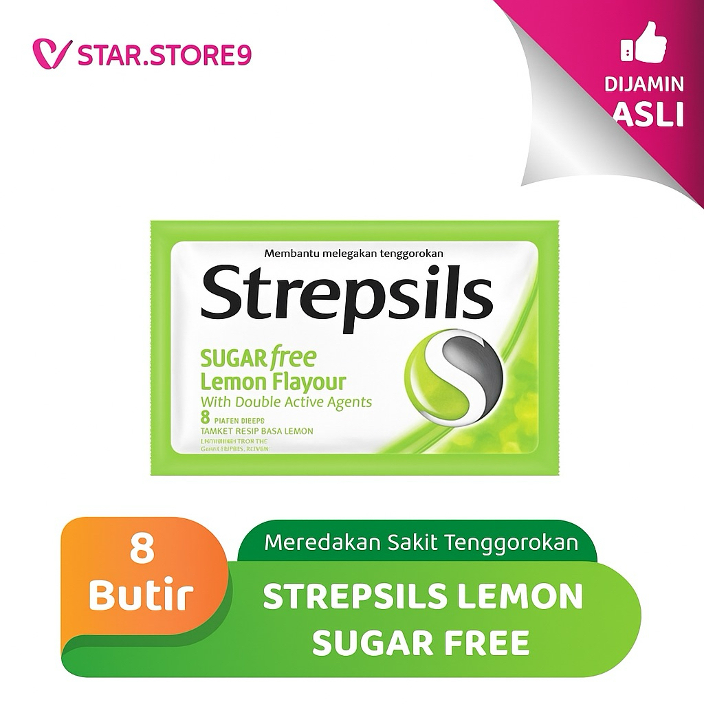 Jual Strepsils Lemon Sugar Free Meredakan Sakit Tenggorokan(Sachet 8 ...