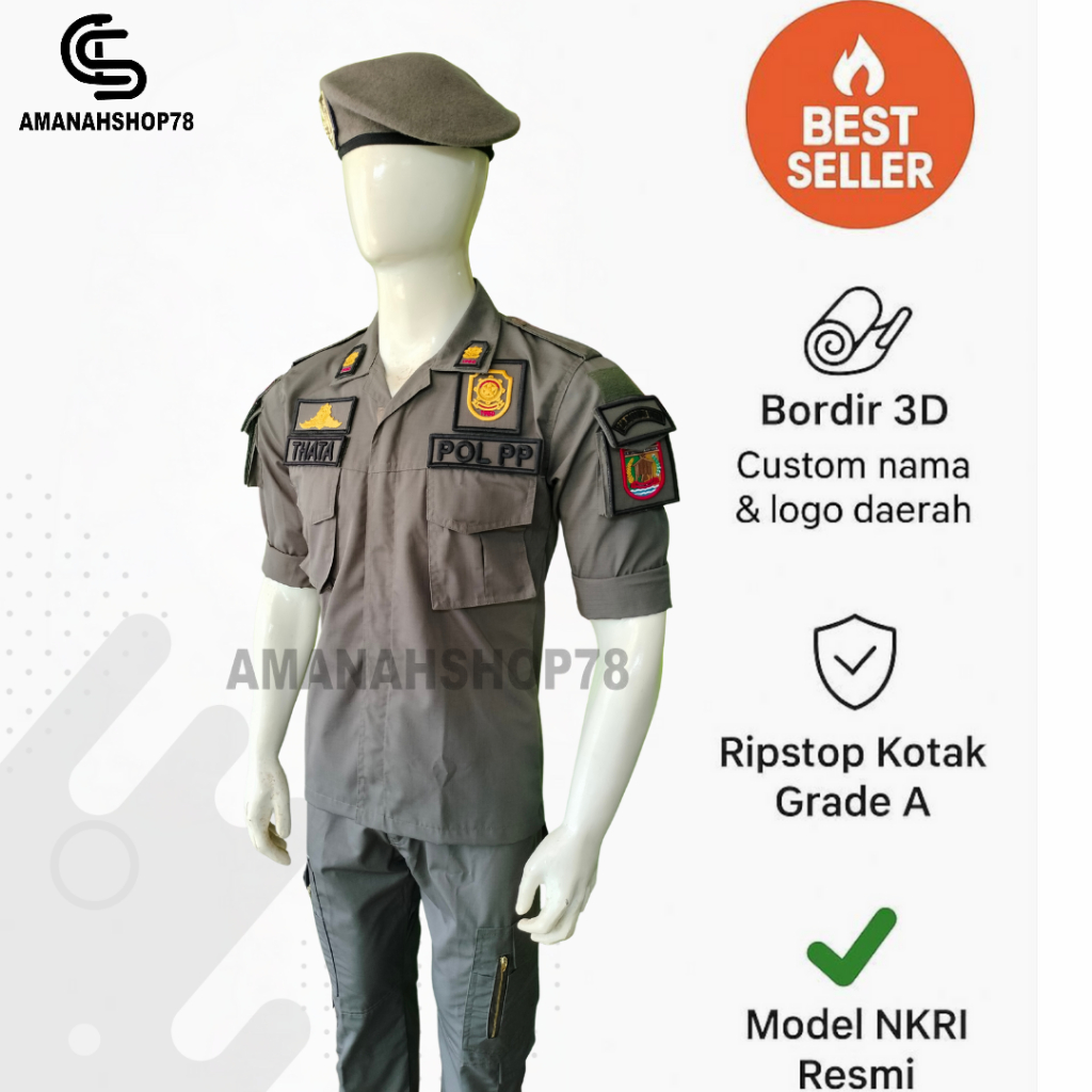 Jual pdl pol pp baju seragam satpol pp model NKRI | Shopee Indonesia