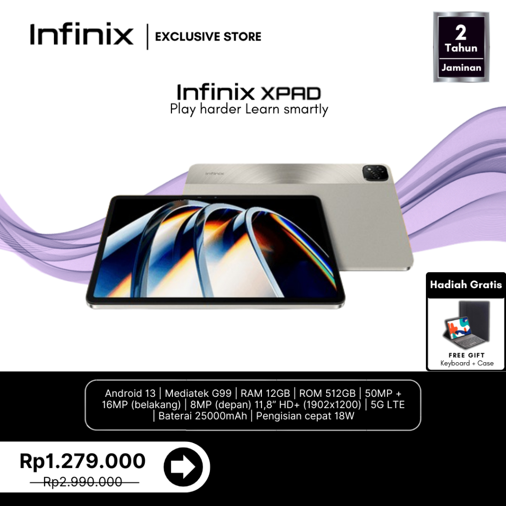Jual (COD) Infinix XPad 12+512GB LTE | Tab Tablet 11" 90Hz FHD+ ...
