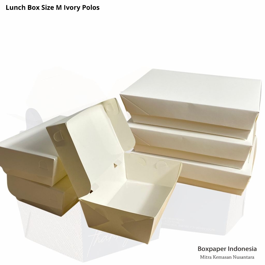 Jual Paper Lunch Box Size M ( IVORY POLOS isi 50pcs) Dus Kemasan Murah ...
