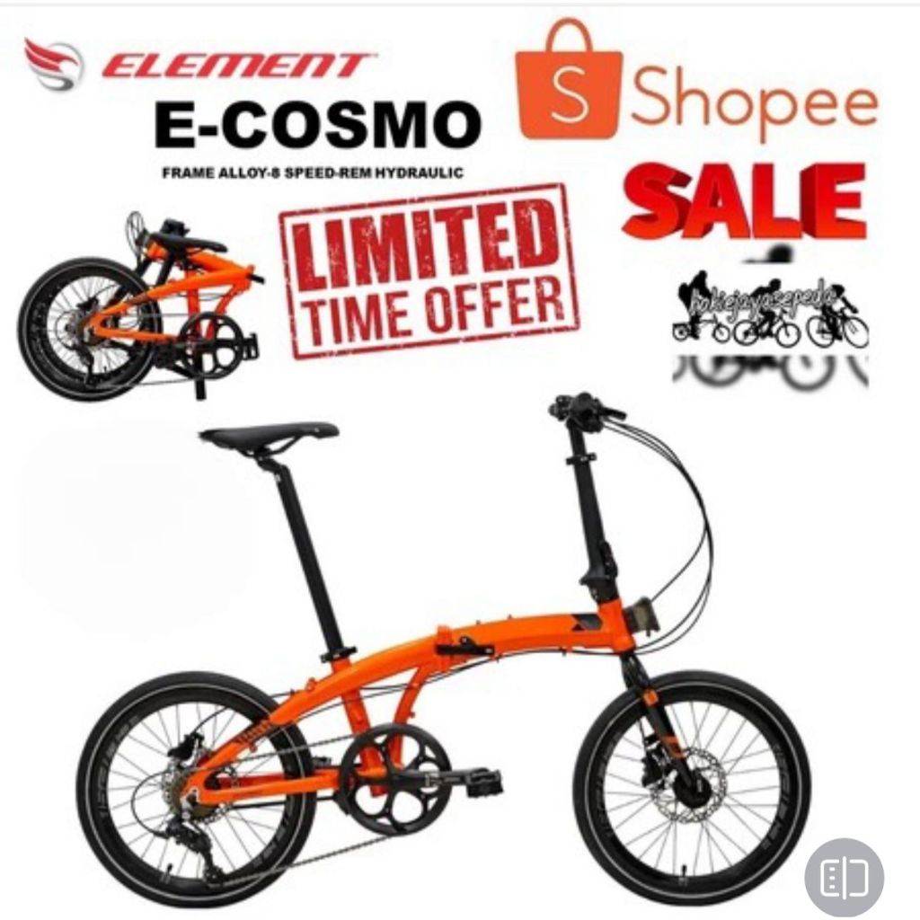 Jual Sepeda Lipat 20" ELEMENT e-cosmo Edisi Shopee frame alloy- 8 speed ...