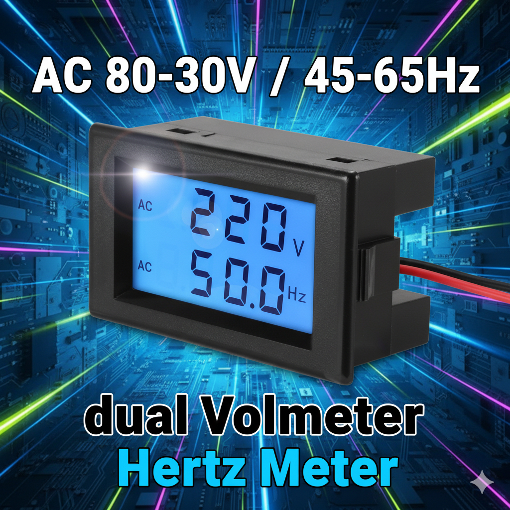 Jual Dual Voltmeter Hertz Meter AC LCD voltmeter Frekuensi PLN Digital ...