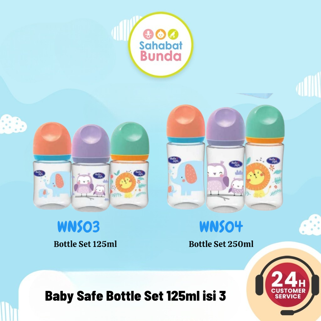 Jual (Dapat 3 botol) Baby Safe Wideneck Bottle 250/125ml BPA Free ...