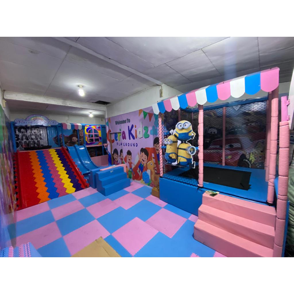 Jual Playground Indoor Rainbowslide Trampolin Besi 9x4,7x2,5m komplit rainbow slide || tanyakan ...
