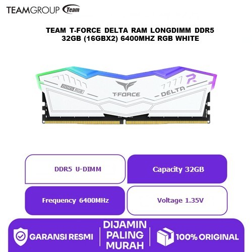Jual TEAM T-FORCE DELTA RAM LONGDIMM DDR5 32GB (16GBX2) 6400MHZ RGB ...