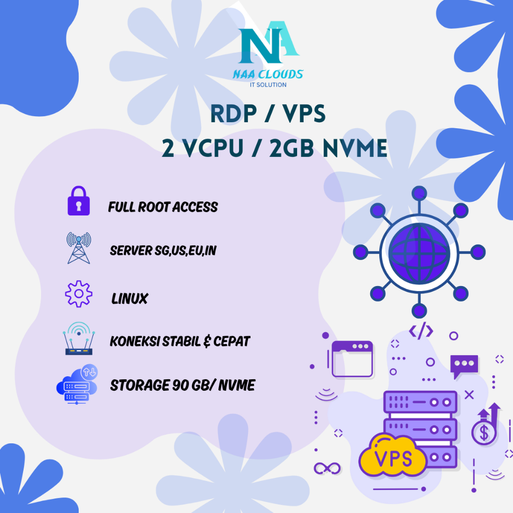 Jual VPS Linux 2vCPU 2GB RAM NVMe | Full Root Access | Garansi 3 Hari ...