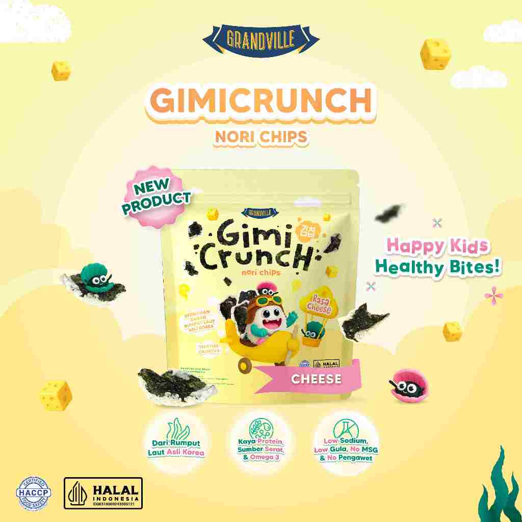 Jual Grandville GimiCrunch Nori Chips snack Crispy Seaweed HALAL Cheese ...