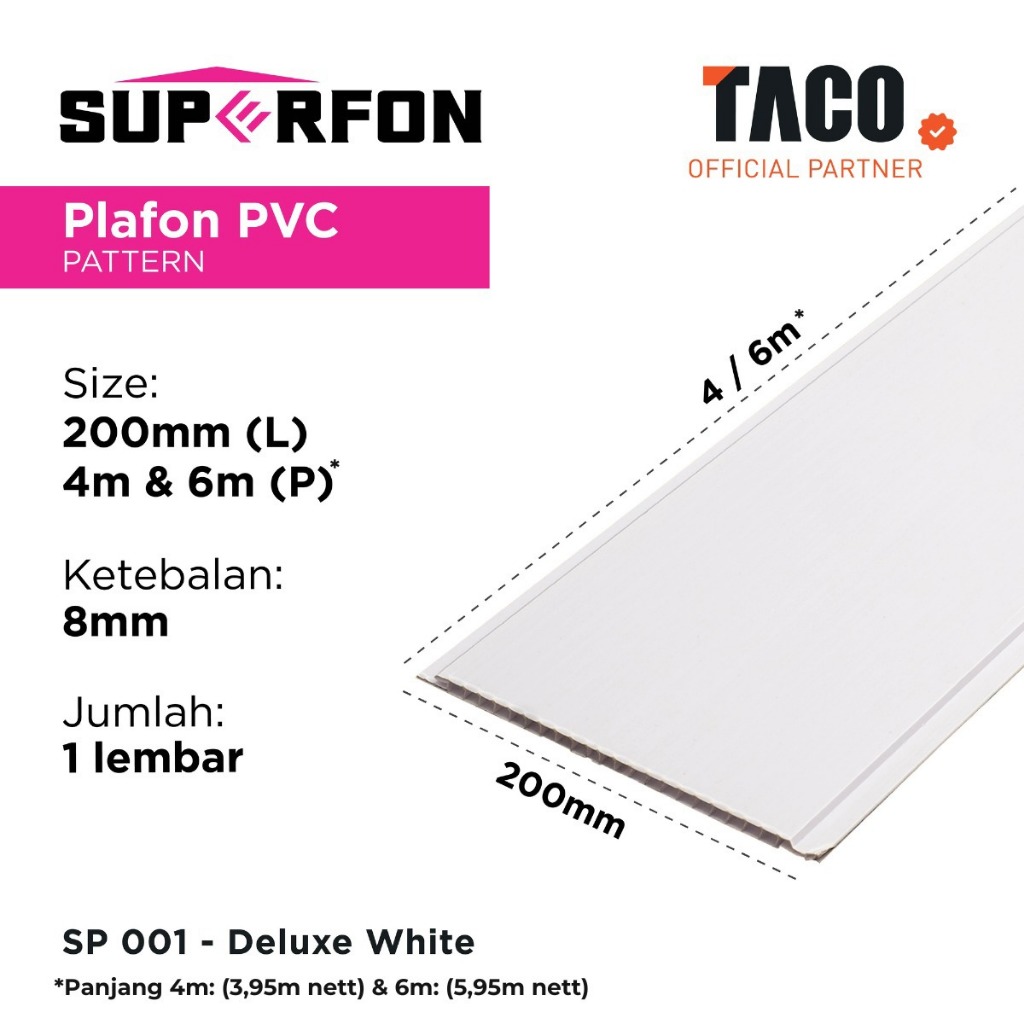 Jual Superfon Plafon PVC TACO Pattern Glossy Tebal 8mm Panjang 4 Meter ...