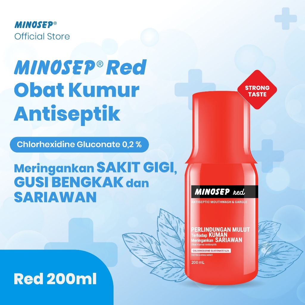 Jual Minosep RED Obat Kumur Antiseptik 200ml 1 botol Sariawan ...
