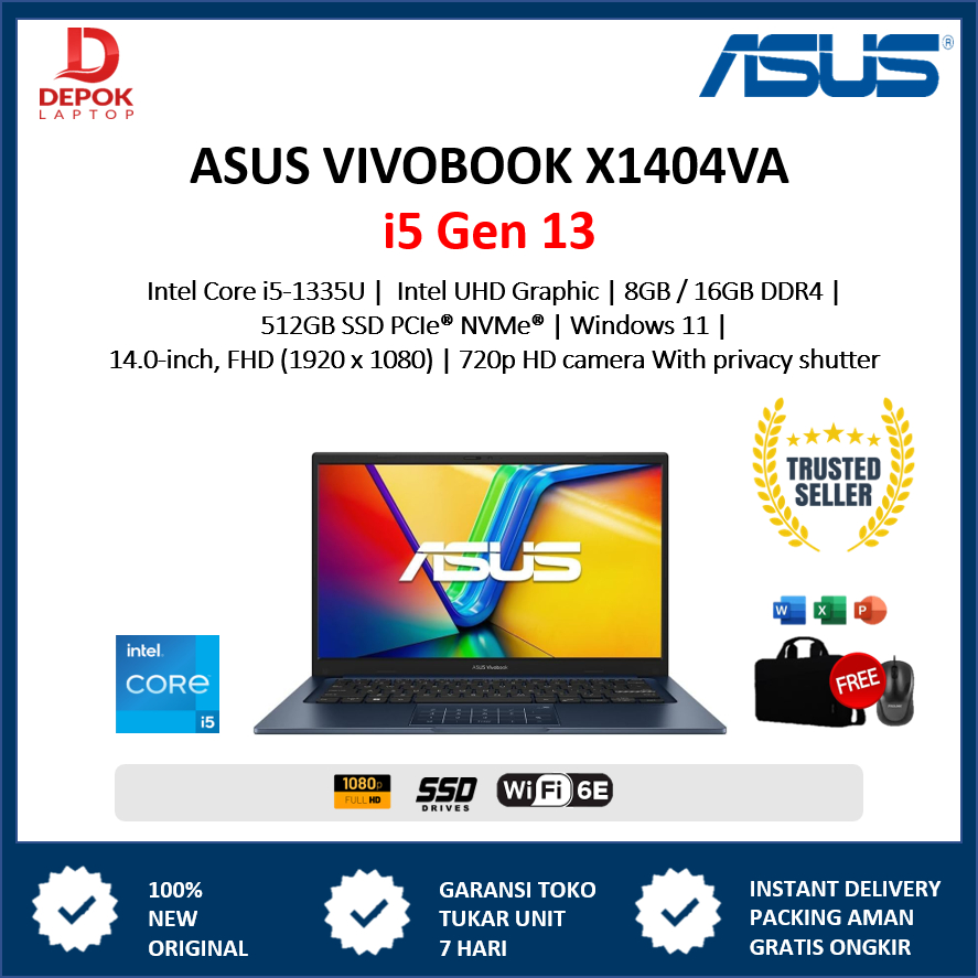 Jual LAPTOP Asus Vivobook 14 X1404VA i5 Gen 13 16GB 1TB SSD Windows 11 ...