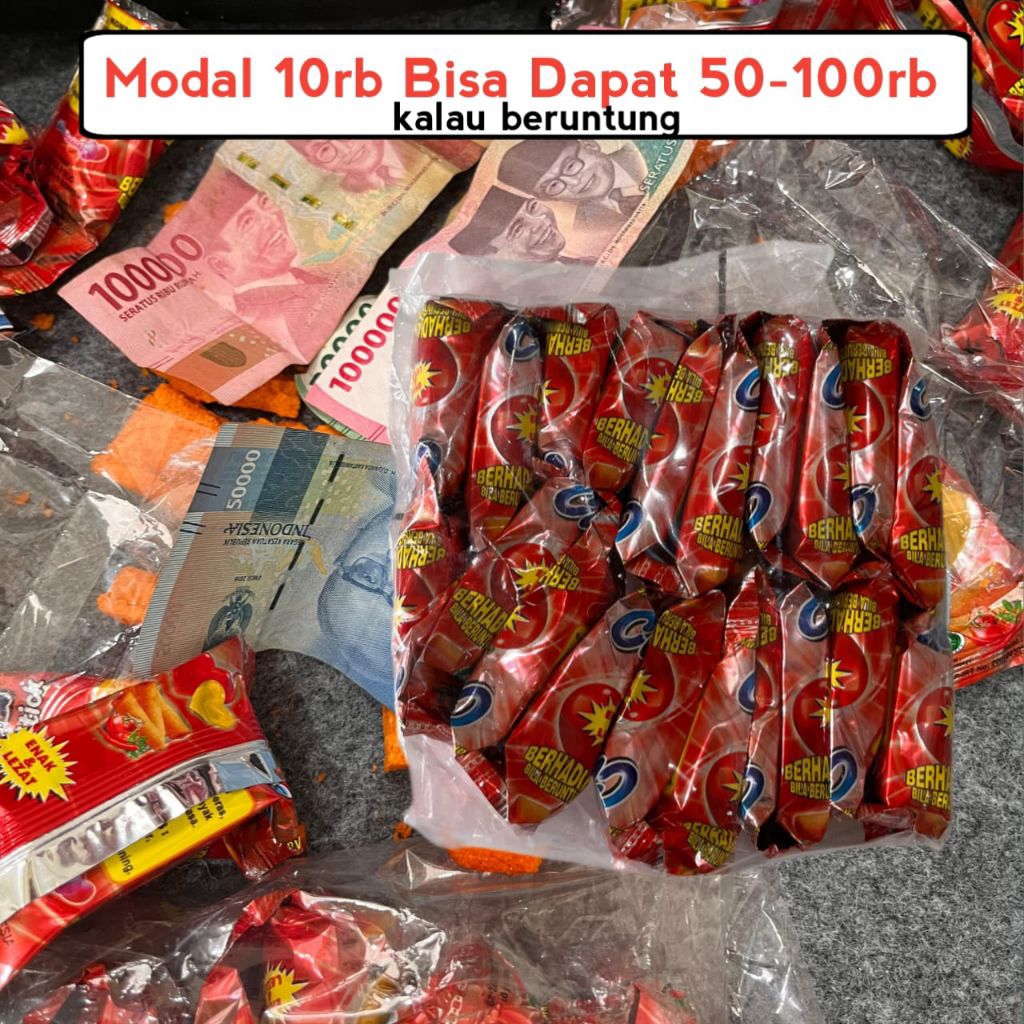 Jual [Free Buble Wrap] snack ciki cinta snack jadul berhadiah uang dan ...