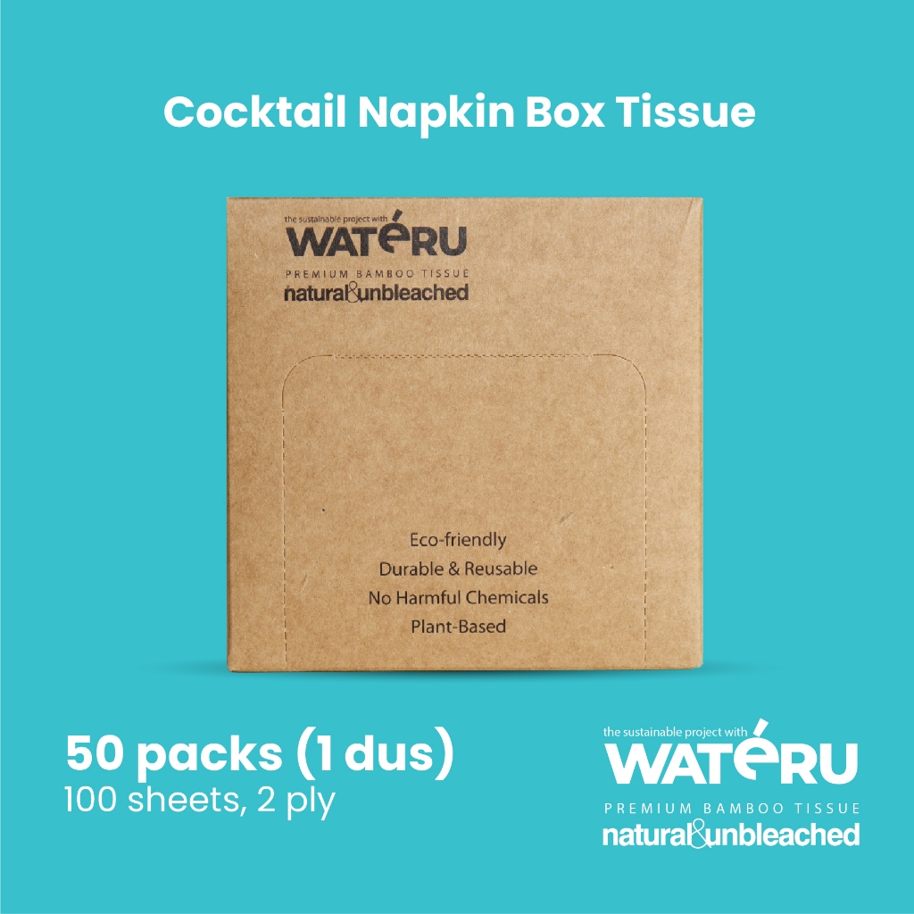 Jual Cocktail Napkin Box Tissue, 50 packs, 100 sheets, 2 ply | Natural ...