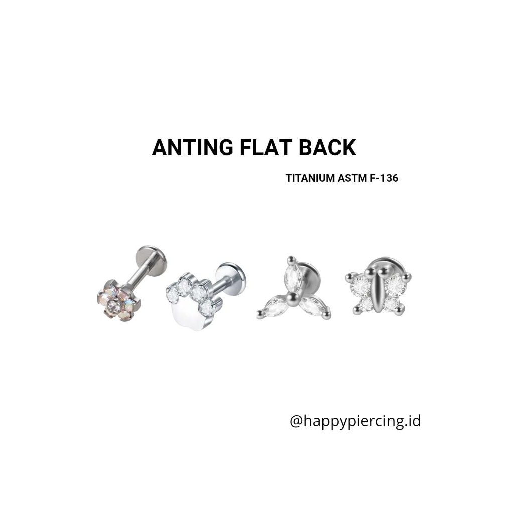 Jual anting titanium flat back ASTM F136(1pc) | Shopee Indonesia