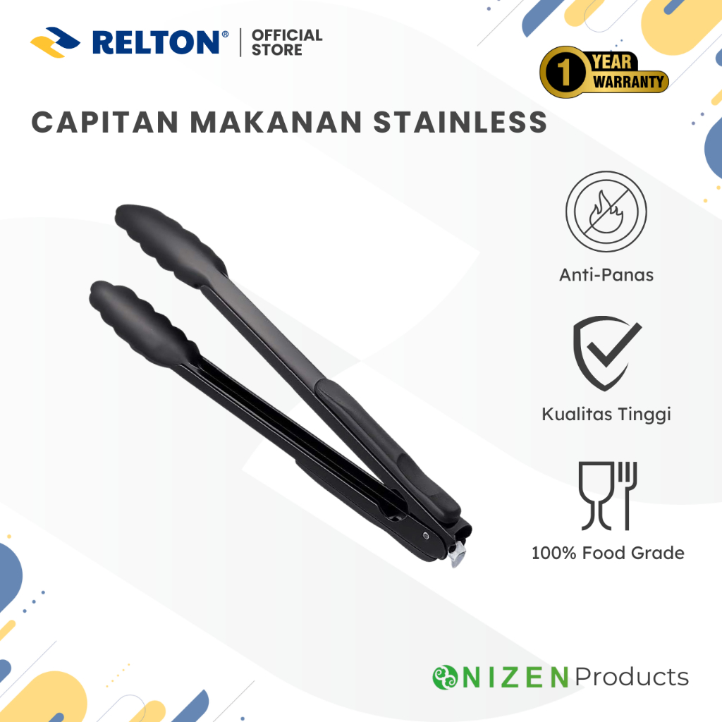 Jual NIZEN Capitan Makanan Hitam Jepitan Makanan Dapur Ukuran 9inch ...