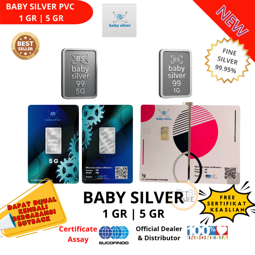 Jual Baby Silver Press PVC 1 | 5 Gram Bar Perak Batangan Asli Logam ...