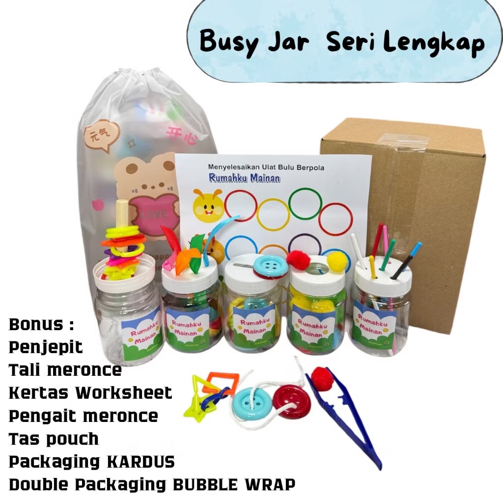 Jual BUSY JAR 5IN1 BONUS 10 PERMAINAN MAINAN EDUKASI MONTESSORI ANAK ...