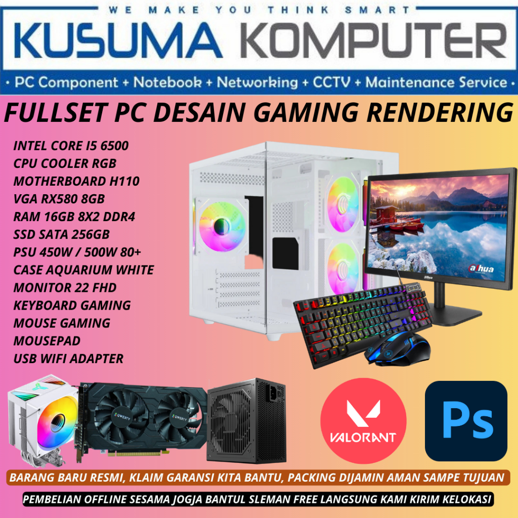 Jual Fullset PC Gaming Desain Rendering intel core i5 6500 VGA RX580 ...